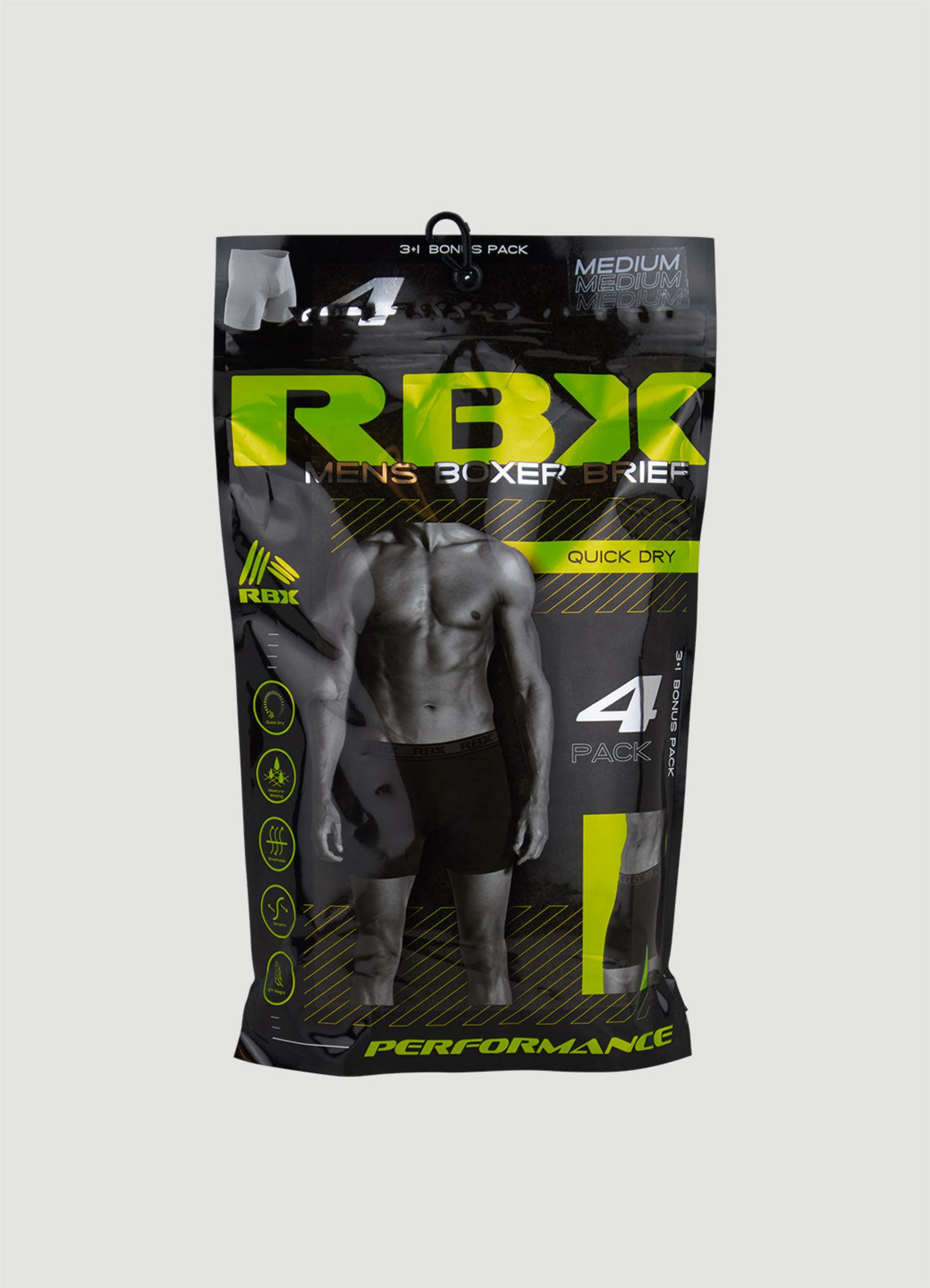 Men's Quick Dry Boxer Briefs 4-Pack - RBX Active
